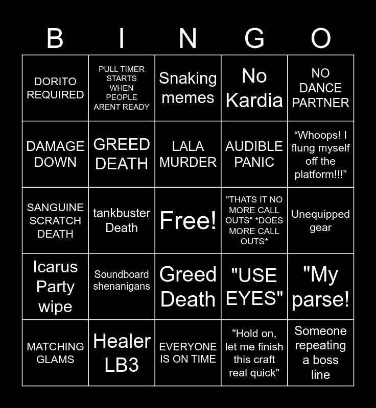 Unhinged Bingo Card