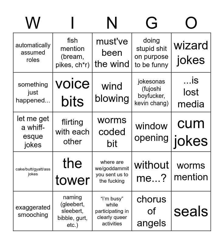 Wingo Bingo Card