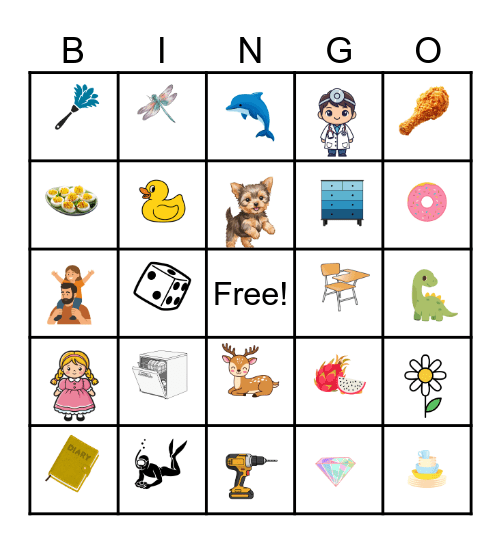 Letter D Bingo Card