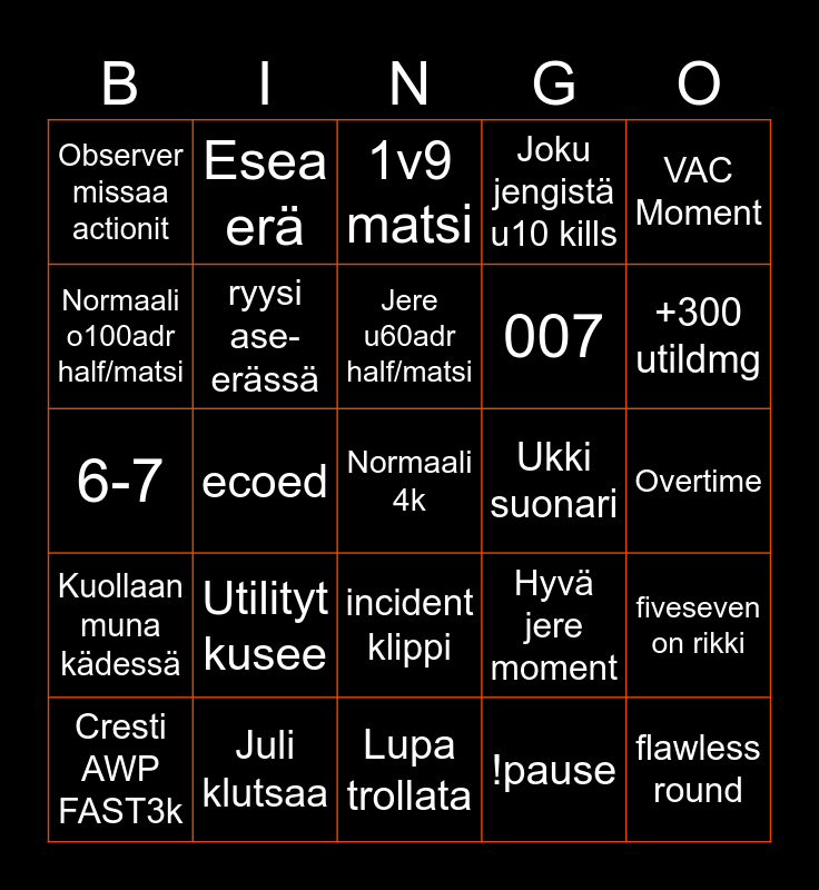PEKU60 BINGO Card