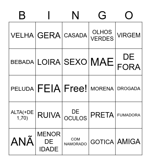 carnaval Bingo Card
