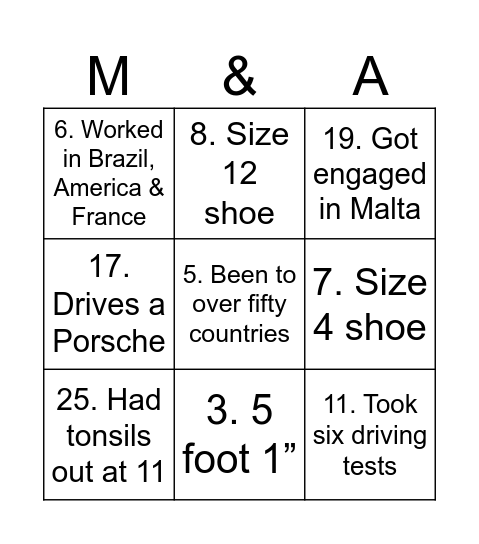 Mark & Alexis Bingo Card