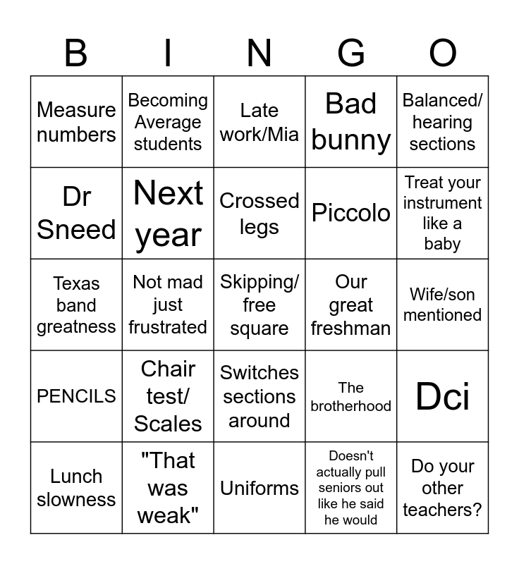 Louisiana's Loudest The One The Only Minnick Bingo Card