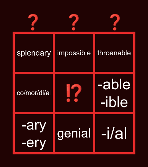 the IMPOSSIBLE bingo Card