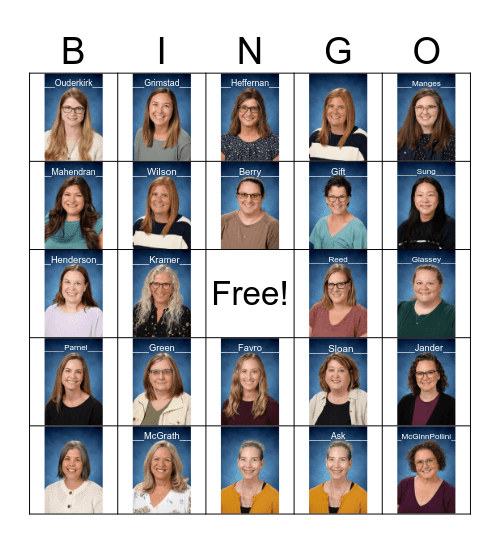 Cathcart Teachers Bingo Card