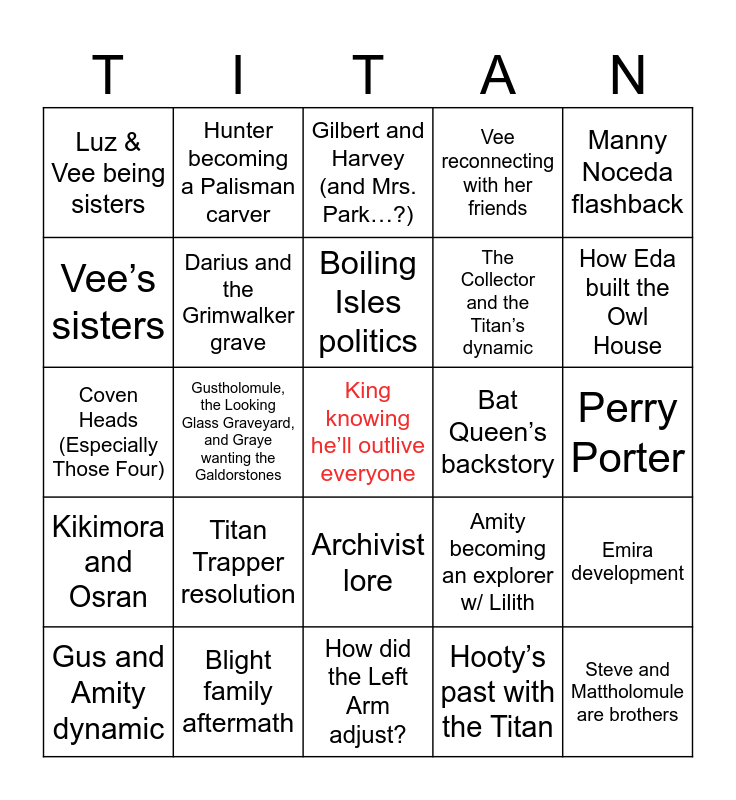 The Long-Lived King Bingo Card Bingo Card