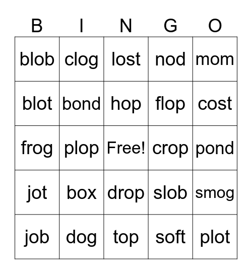 UFLI 37b Bingo Card