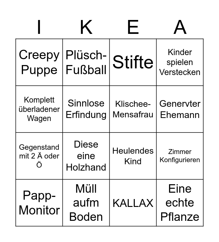 IKEA BINGO Card