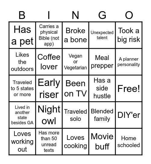Grown and Single Bingo Card