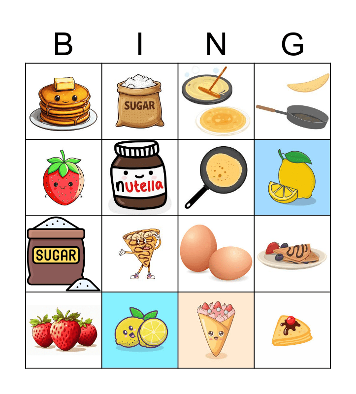 Pancake Day Bingo Card
