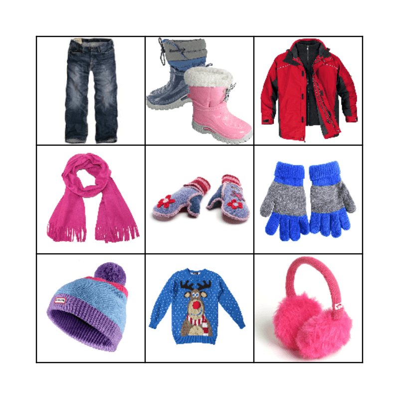 winter clothes bingo Card