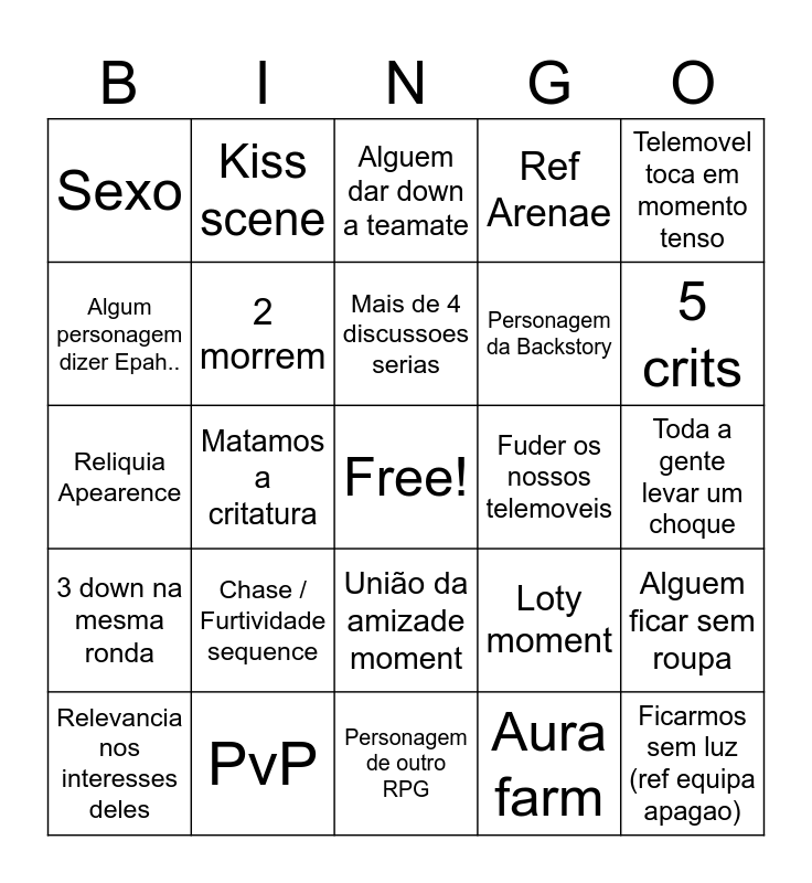 Carnaval Bingo Card