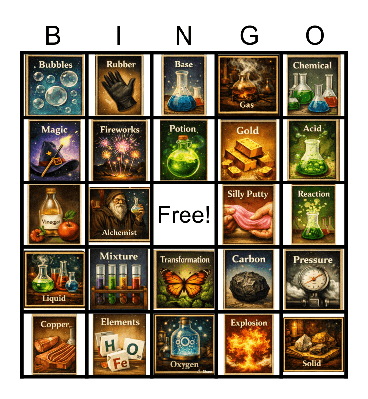 Mystery Science Chemical Magic Bingo Card