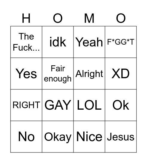 Alfie's Bingo Bongo Bingo Card