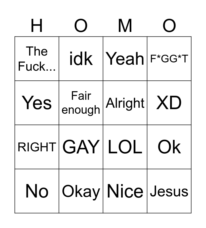 Alfie's Bingo Bongo Bingo Card