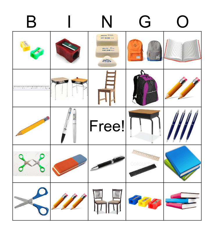 school supplies Bingo Card