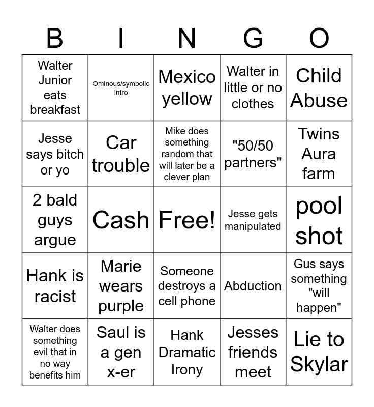 Breaking bad bingo Card