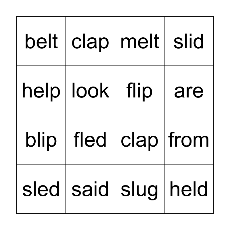 lesson 28 /l / blends Bingo Card