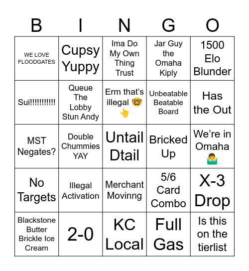 Omaha Bingo Card