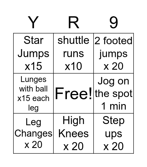 Fitness Bingo Cards Bingo Card Fitness Bingo Cards Bingo Card