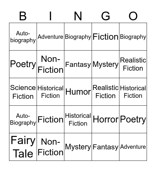 Genre Bingo Card