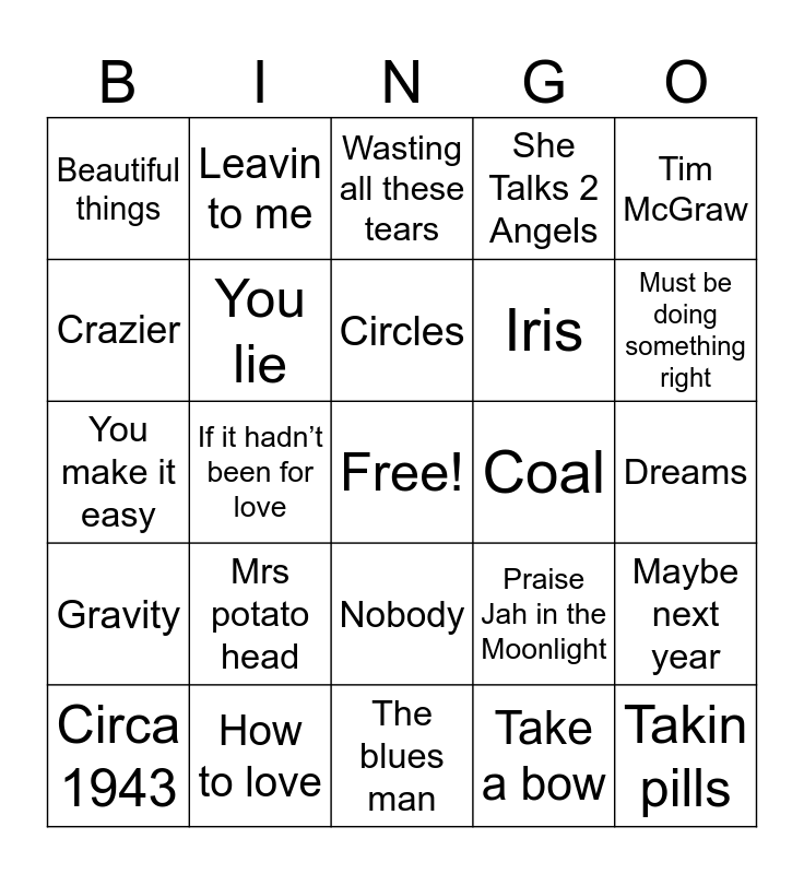 Callies bingo Card