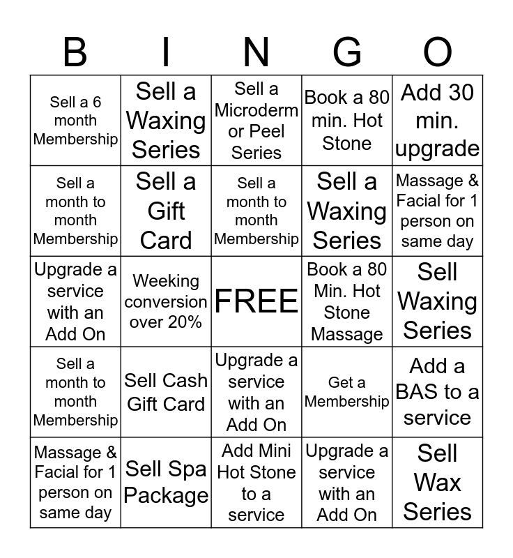 Front Desk Bingo Card