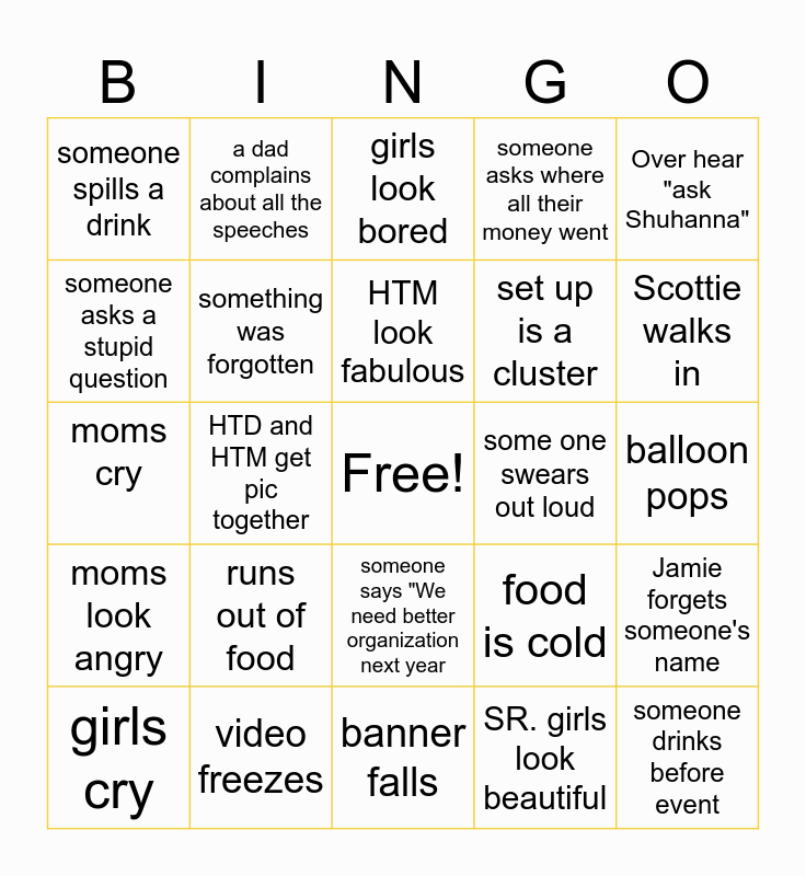 Banquet 2026 Bingo Card
