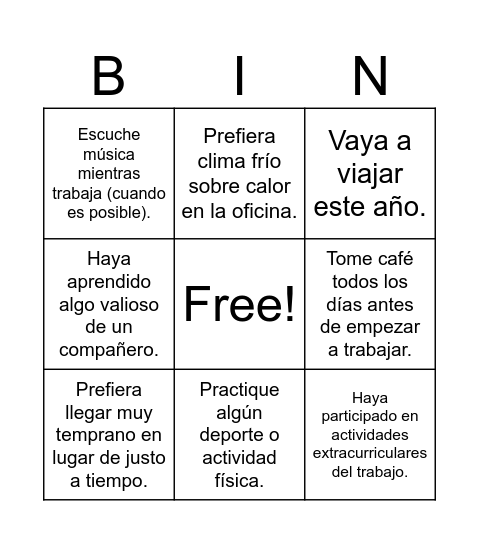 Encuentra un amigo que... Bingo Card