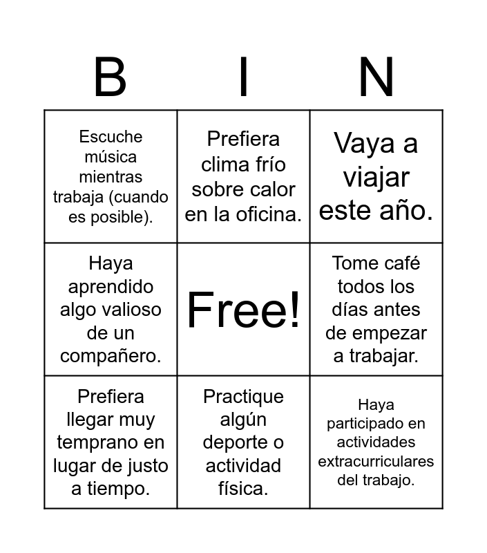 Encuentra un amigo que... Bingo Card