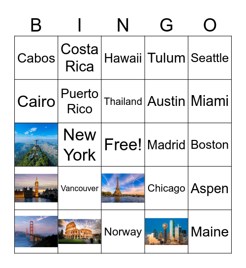 Bingo Around the World Bingo Card