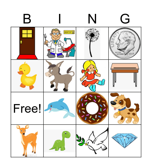 Letter D Bingo Card