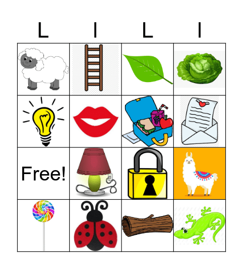 Letter L Bingo Card