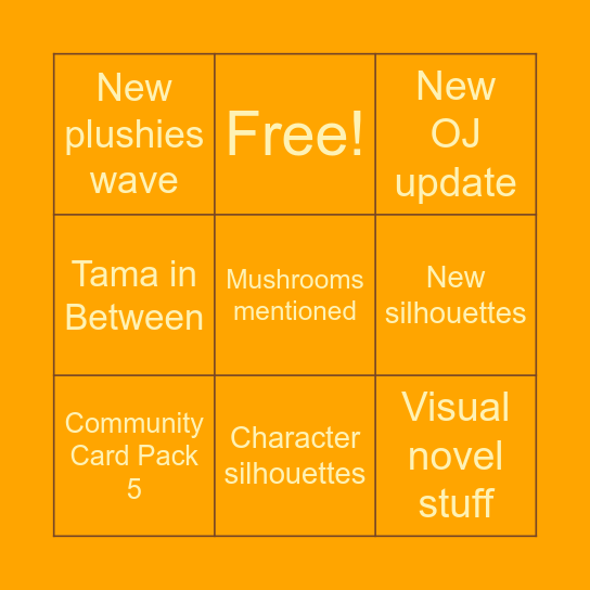 Fruitbat Indirect Winter 2026 Bingo Card