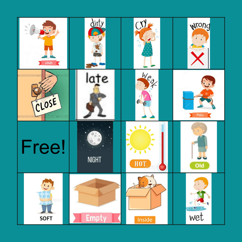 Antonym Bingo Card