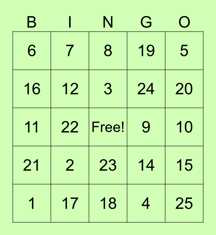 Shamrock 'n' Roll Bingo Card