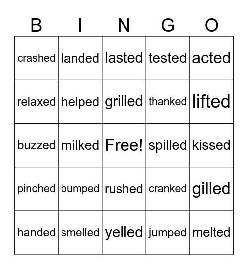 Past Tense -ed BINGO Card