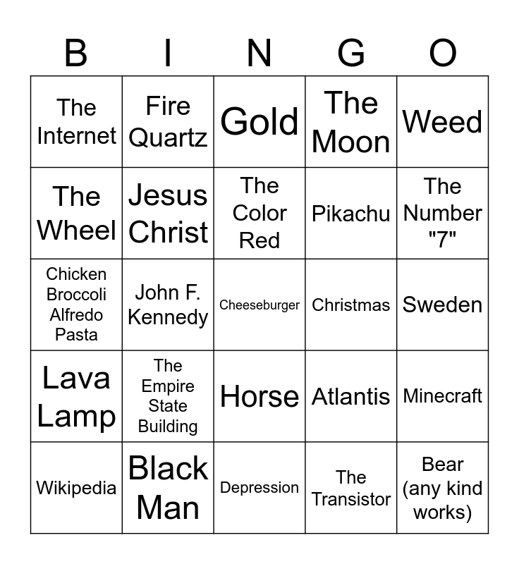 Infinite Craft Bingo Card