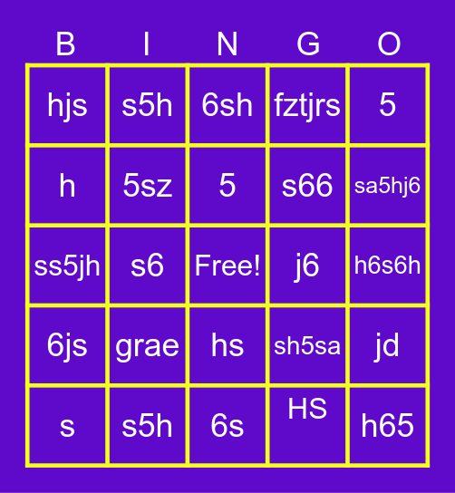 Spongebob Bingo Card