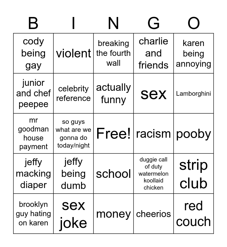 SML BINGO Card