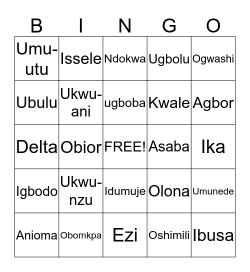 Anioma Bingo Card
