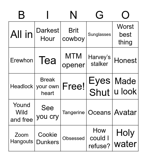 Harvey bingo Card