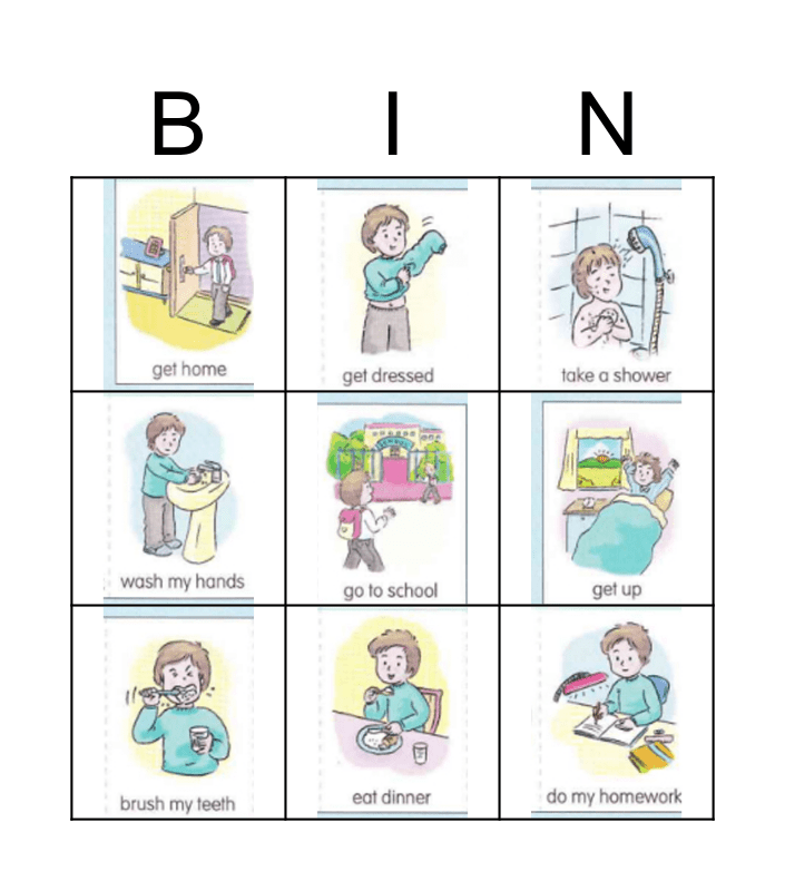 Daily Routines Bingo Card