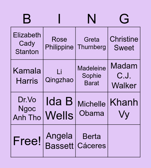 Women's History Month BINGO! Bingo Card