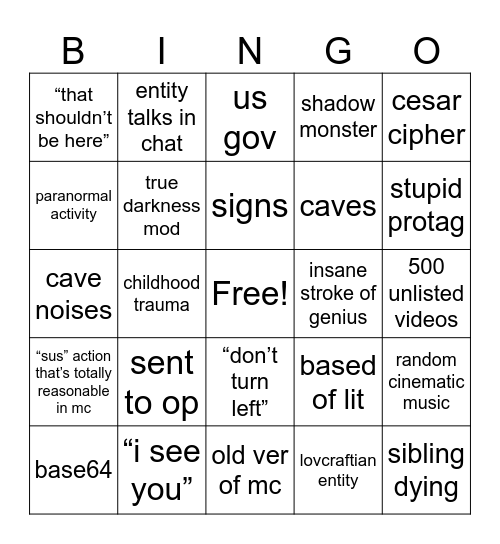 mc arg bingo Card