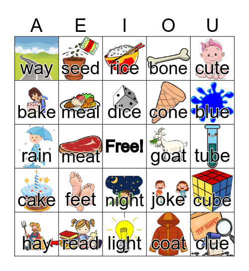 LONG VOWEL SOUNDS Bingo Card