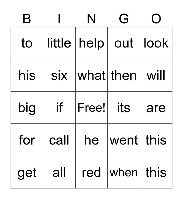 High frequency words unit 2 and 3 Bingo Card