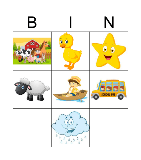 sing rhymes Bingo Card