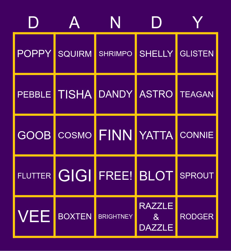 DANDY BINGO Card
