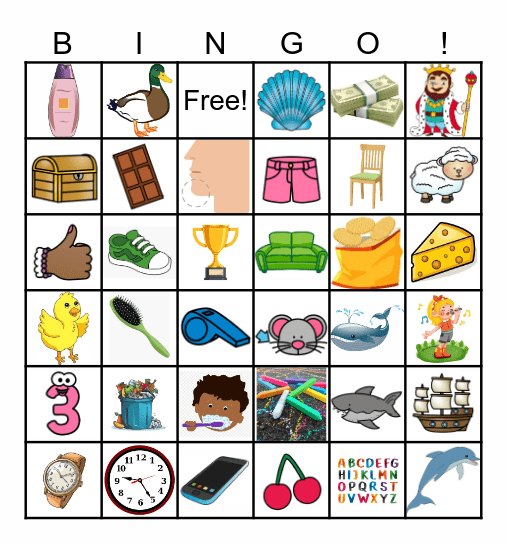 Digraph Bingo Card